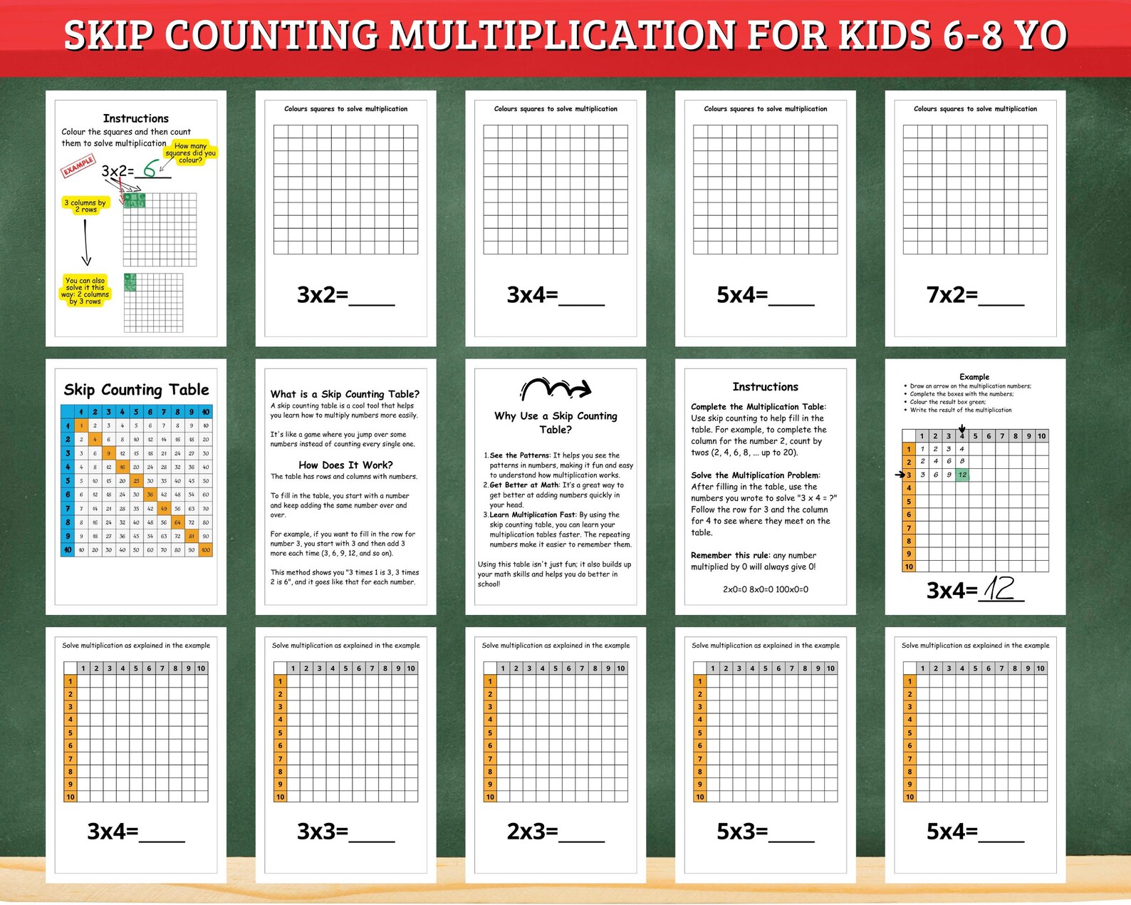 Skip Counting Multiplication Table Facts Worksheets Practice, Times ...