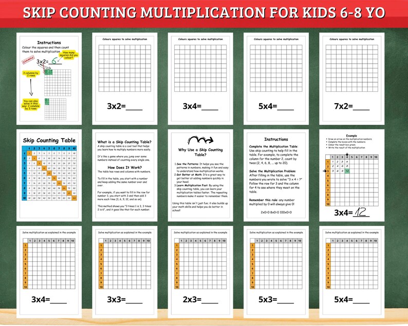 Skip Counting Multiplication Table Facts Worksheets Practice, Times ...