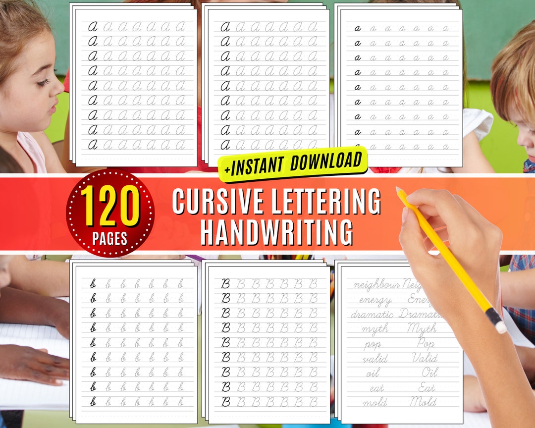 Cursive Handwriting Practice Worksheet Tracing for Kids, Printable ...
