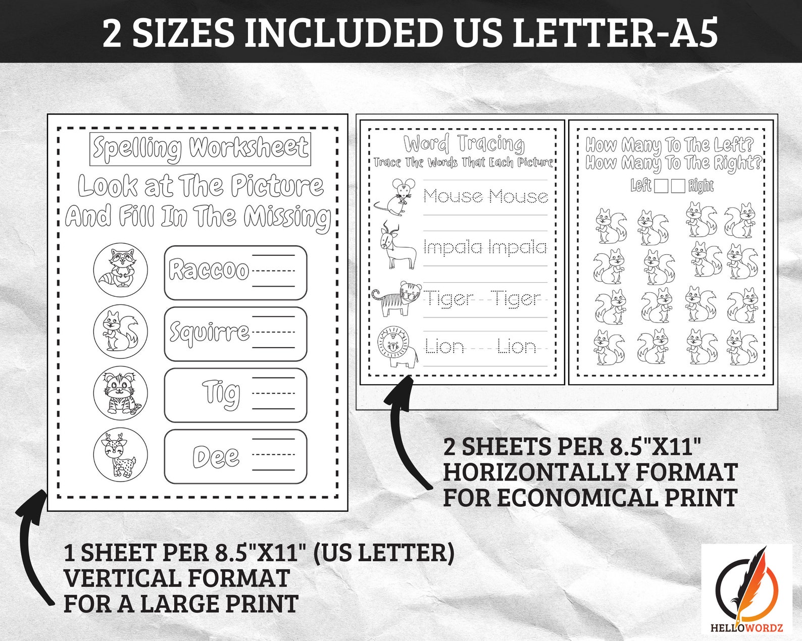 Animal Activity Alphabet Handwriting Workbook Themed Animal Coloring ...