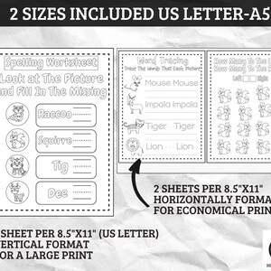 Animal Activity Alphabet Handwriting Workbook Themed Animal Coloring ...