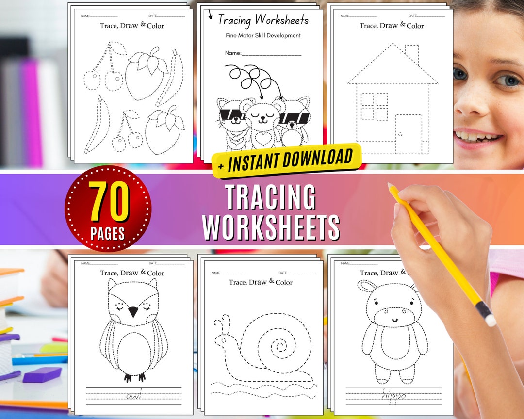 Tracing Worksheets for Kids Printable Pen Control Trace and Color Book ...