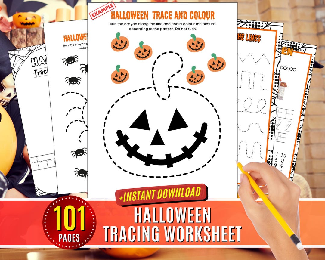 Halloween Tracing Worksheets for Kids, Letter Tracing Abc, Printable ...