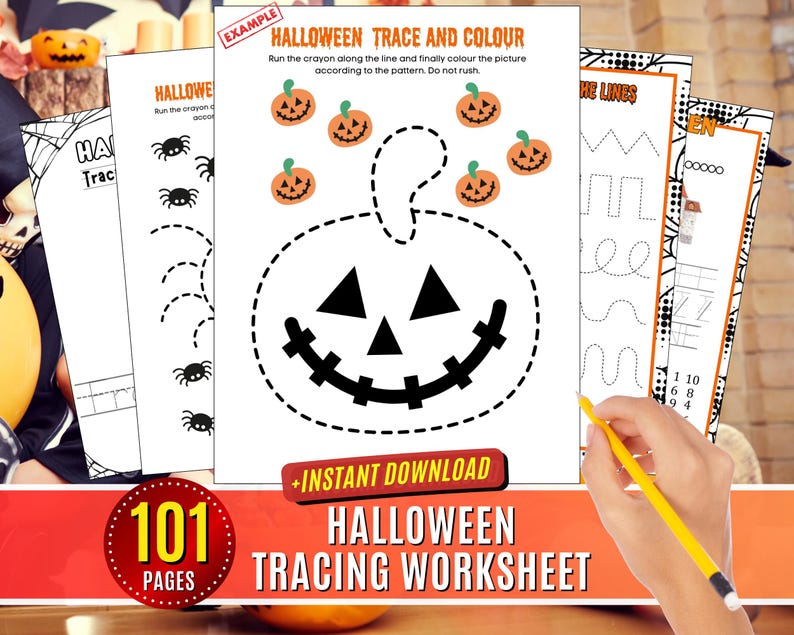 Halloween Tracing Worksheets for Kids, Letter Tracing Abc, Printable ...