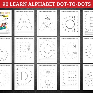 Alphabet Dot to Dot for Kids Worksheet Printable Connect the Dots ABC ...