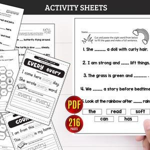 100 Fry Sight Words Worksheets High Frequency Kindergarten CVC ...