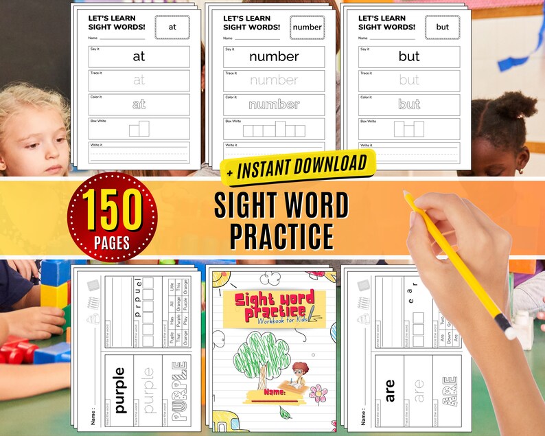 100 Sight Words Practice Preschool Worksheets High Frequency Fry Sight ...