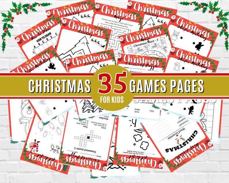 35 Activity Christmas Pages Printable Game Bundle for Kids, Activities ...