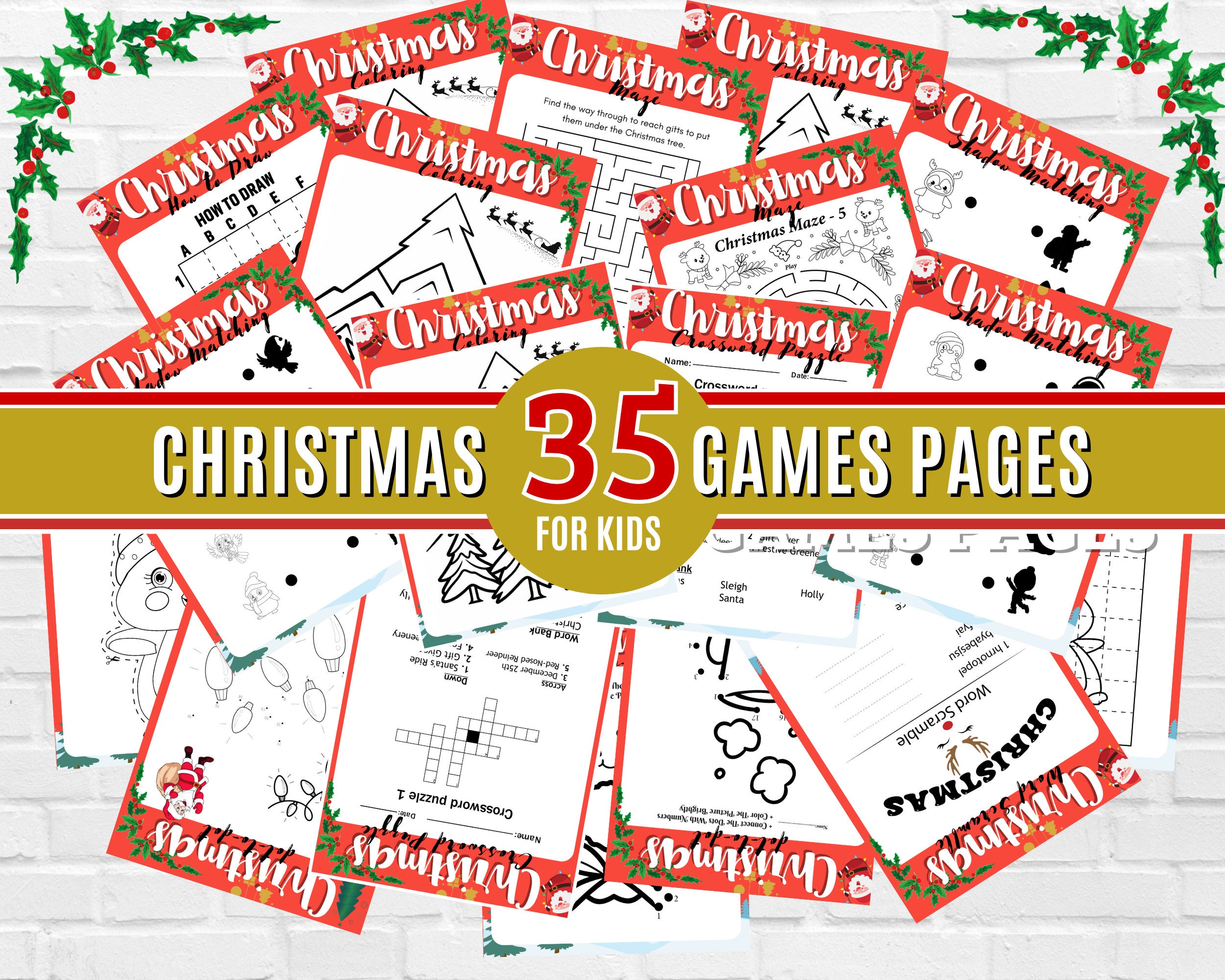 35 Activity Christmas Pages Printable Game Bundle for Kids, Activities ...
