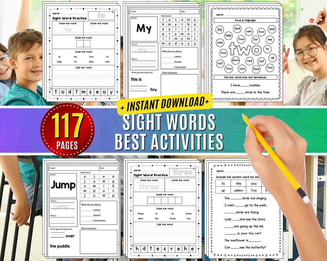 100 Sight Words for Preschool Activities Worksheets Kindergarten High ...