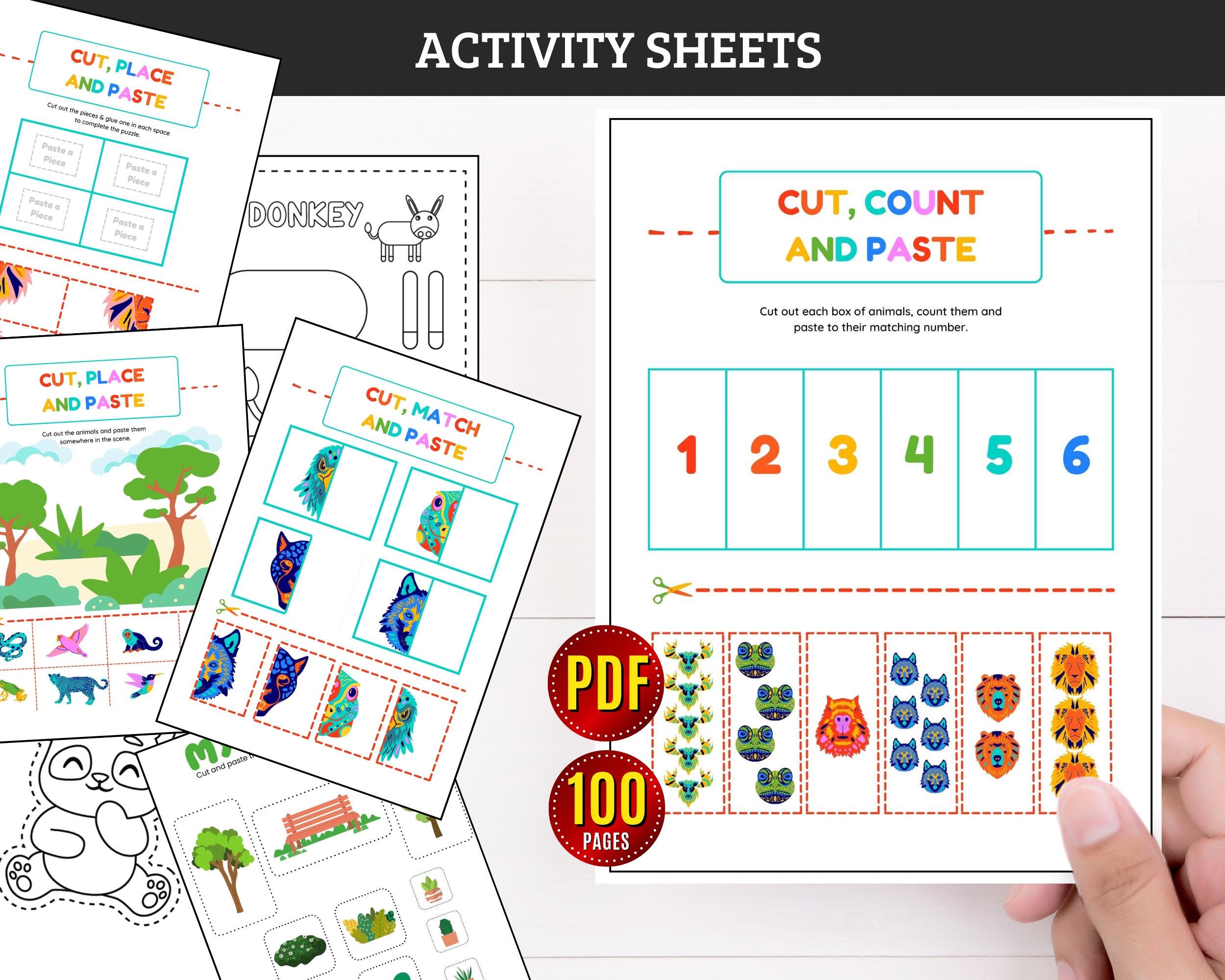 Cut and Paste Worksheet Activities Practice Sheets Cut and Glue ...