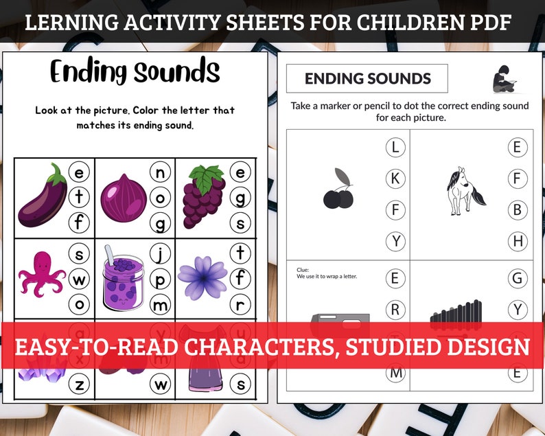 Ending Sounds Phonic Worksheets Activities Alphabet Sounds, Matching ...