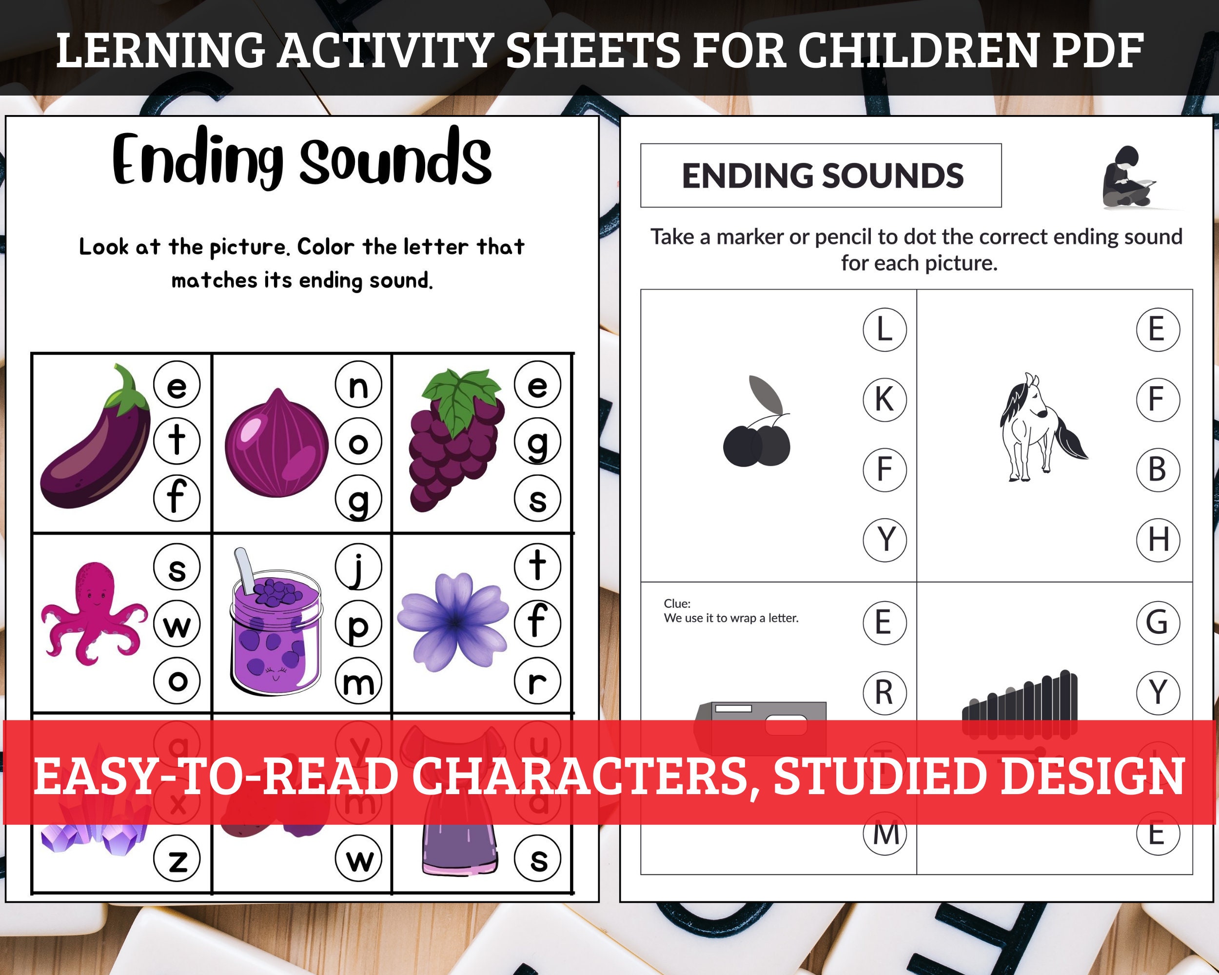 Ending Sounds Phonic Worksheets Activities Alphabet Sounds, Matching ...