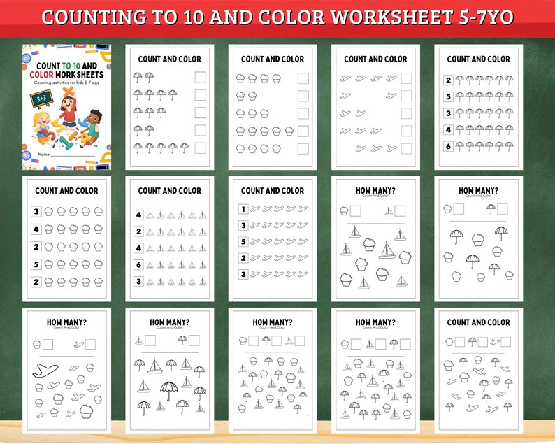 Counting to 10 Worksheets Bundle: Preschool & Kindergarten Printable ...