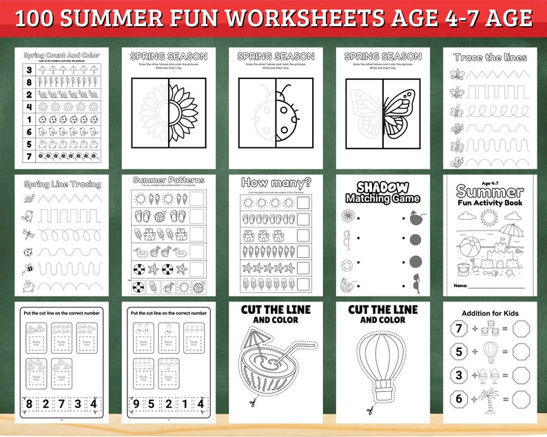 Summer Worksheets for Kids Printable Activities, Coloring Summertime ...