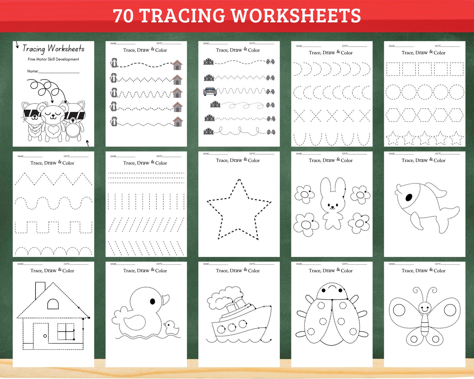Tracing Worksheets for Kids Printable Pen Control Trace and Color Book ...