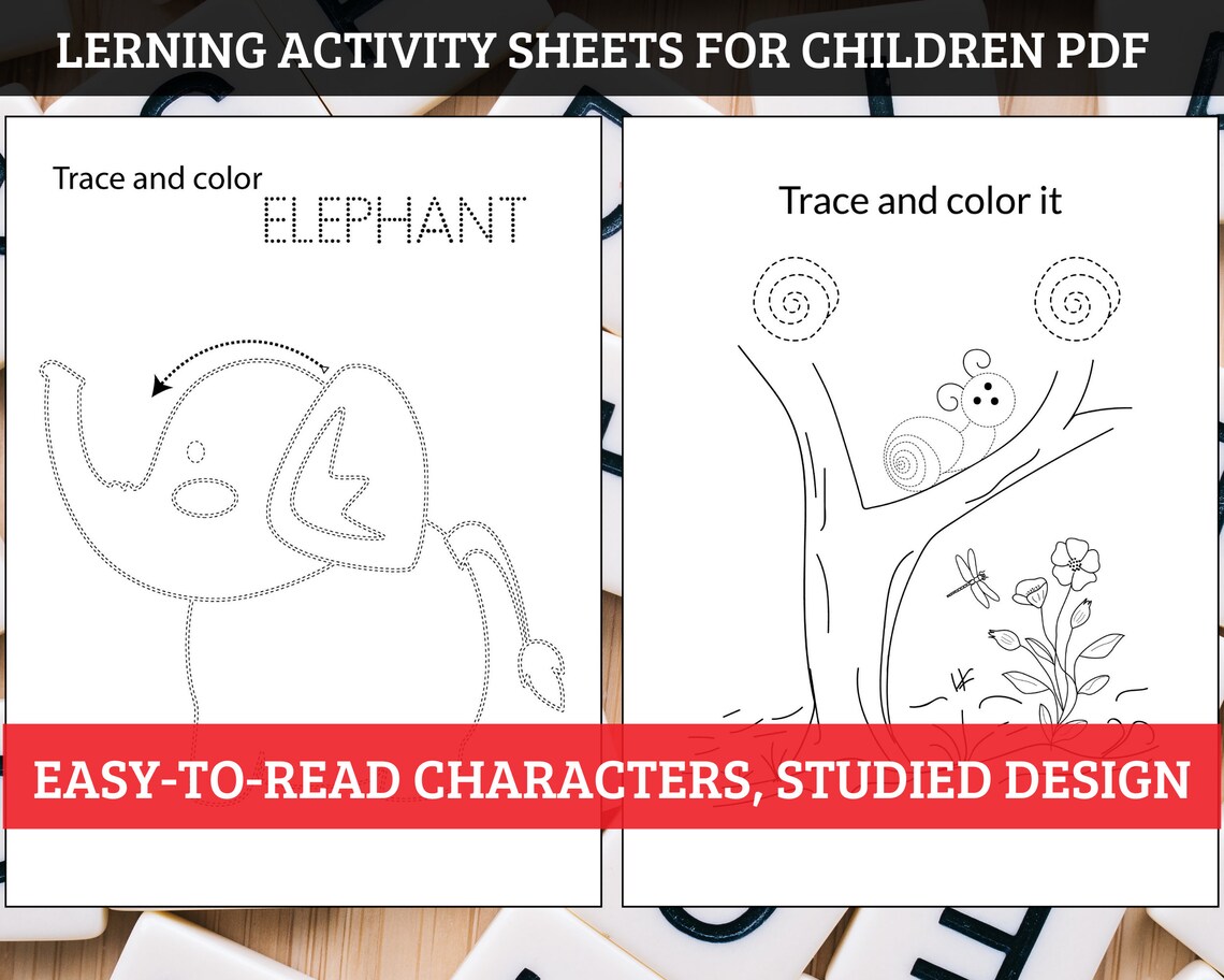 Trace and Color Worksheets Pen Control Tracing Animal Book Fine Motor ...