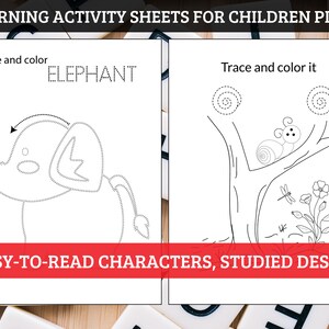 Trace and Color Worksheets Pen Control Tracing Animal Book Fine Motor ...