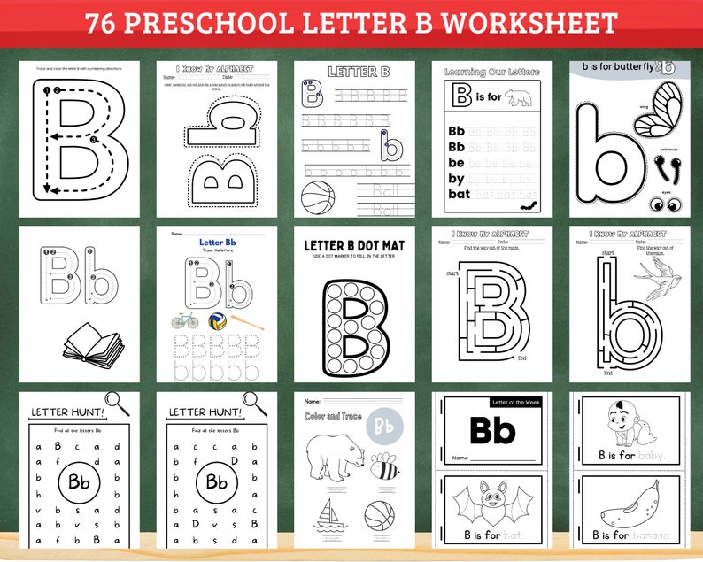 Preschool Letter B Worksheet: Tracing & Recognition Activity Printable ...