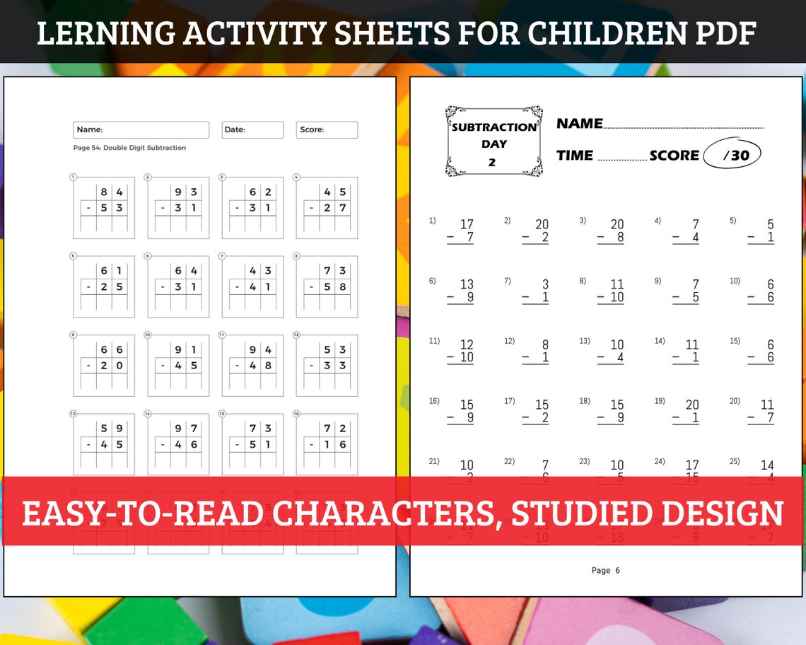 100 Double Digit Subtraction 2nd Grade Math Worksheets With Regrouping ...