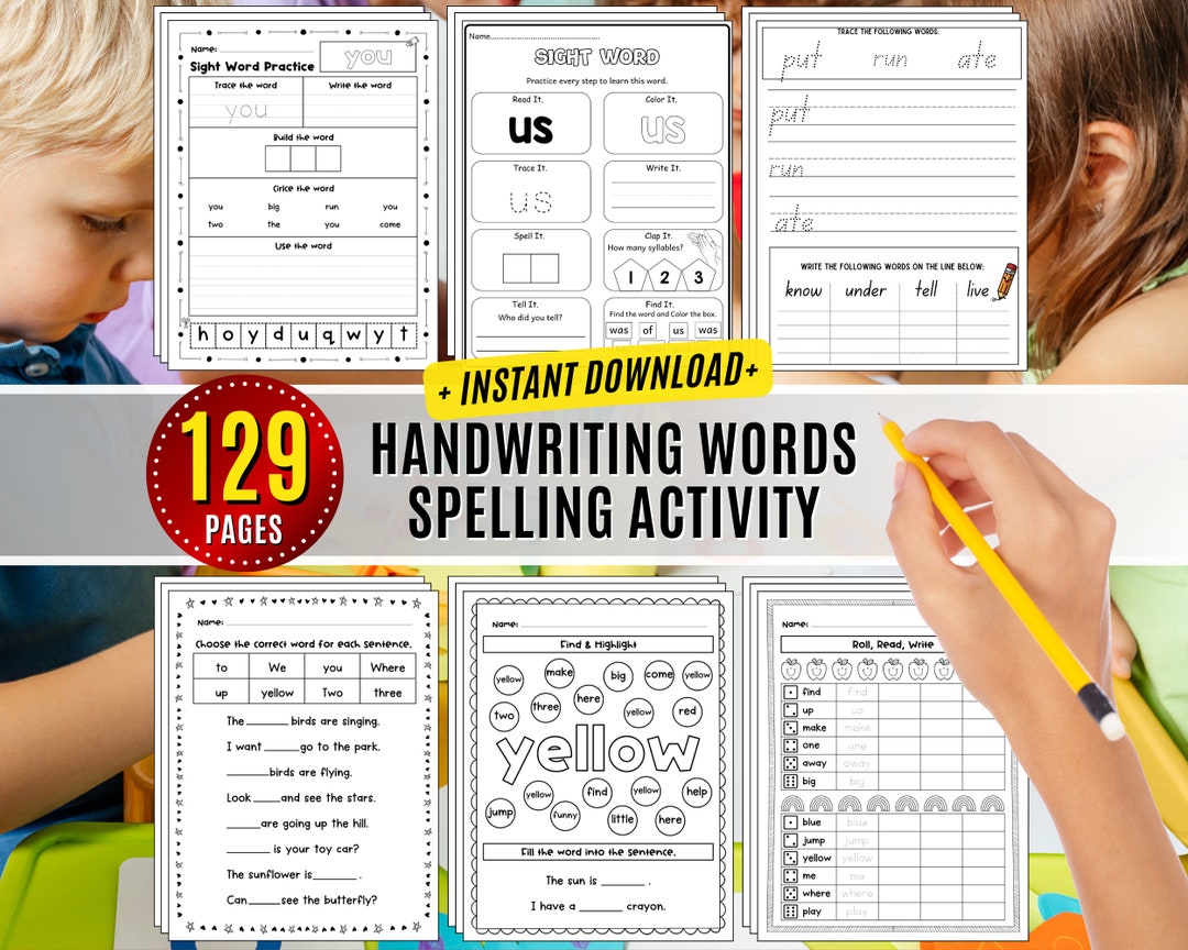 100 Sight Words High Frequency Handwriting and Spelling Activity ...