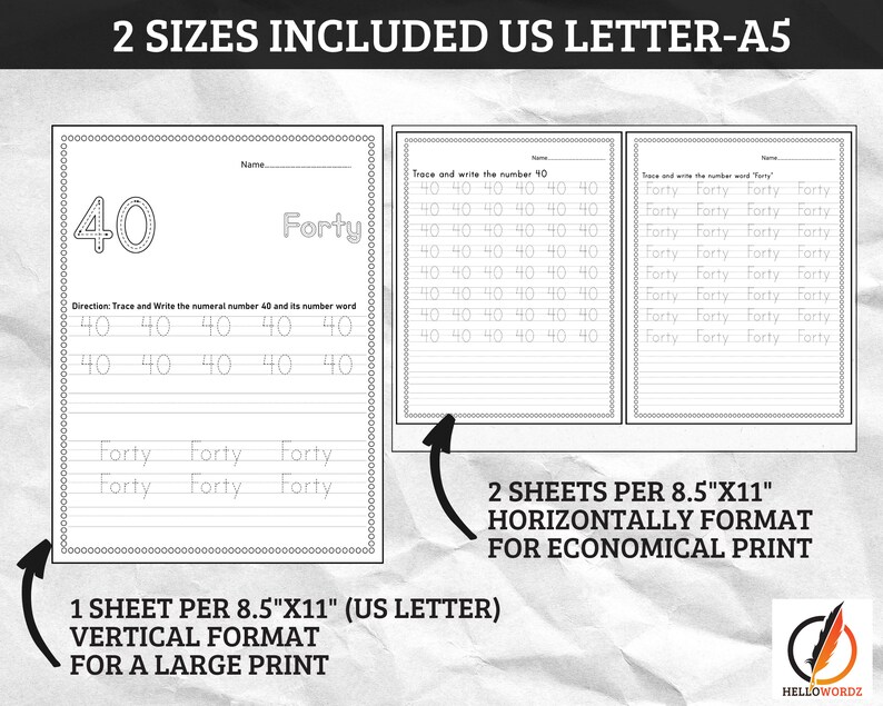 Tracing Numbers Worksheet Learning 1-40 Preschool Number Count to 20 ...