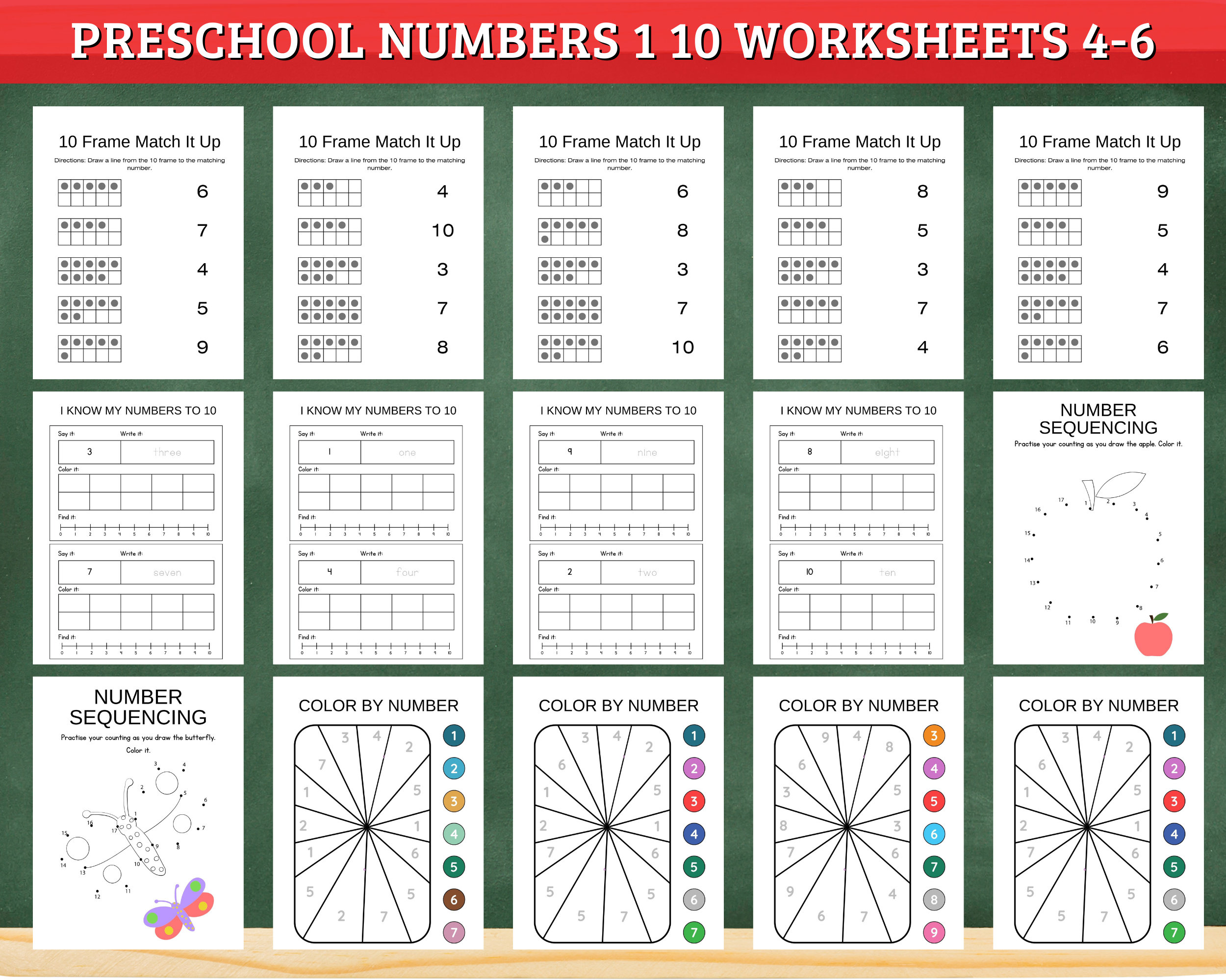 Preschool Numbers 1-10 Worksheets: Tracing, Writing, Recognition (PDF ...