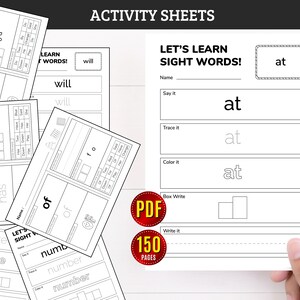 100 Sight Words Practice Preschool Worksheets High Frequency Fry Sight ...