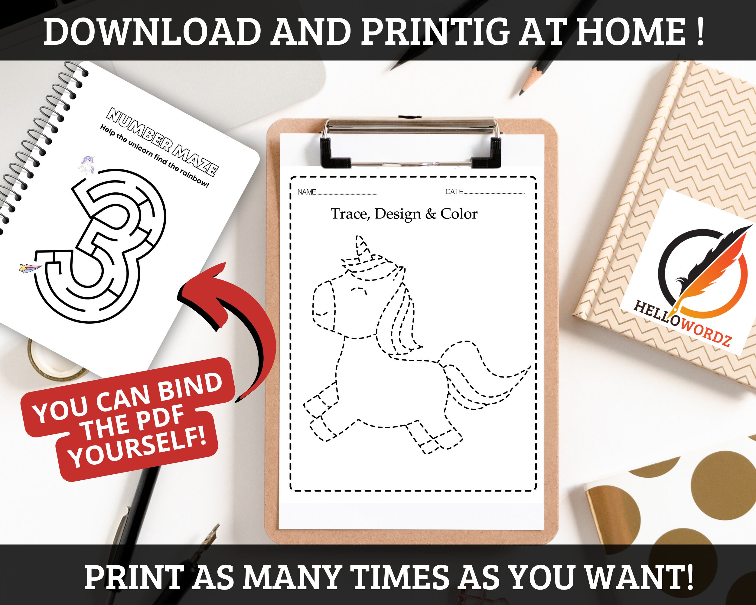 Unicorn Letter Alphabet Worksheets, Unicorn Number Activity Book ...