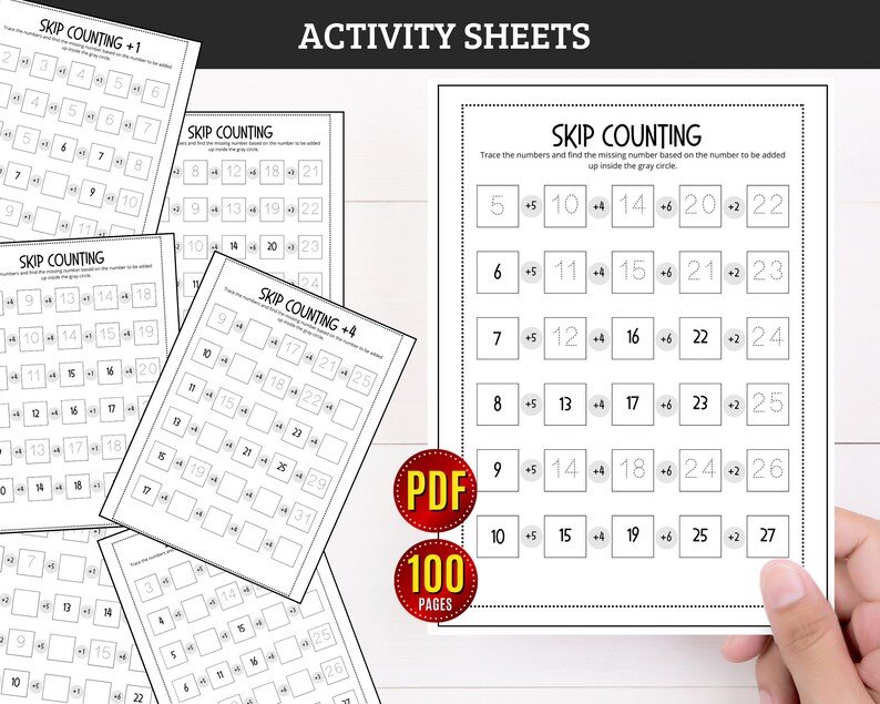 Skip Counting Worksheet Math Printable Activity for Kindergarten ...