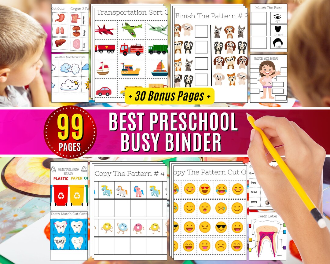 Preschool Busy Binder Worksheets Printables Educational Interactive for ...