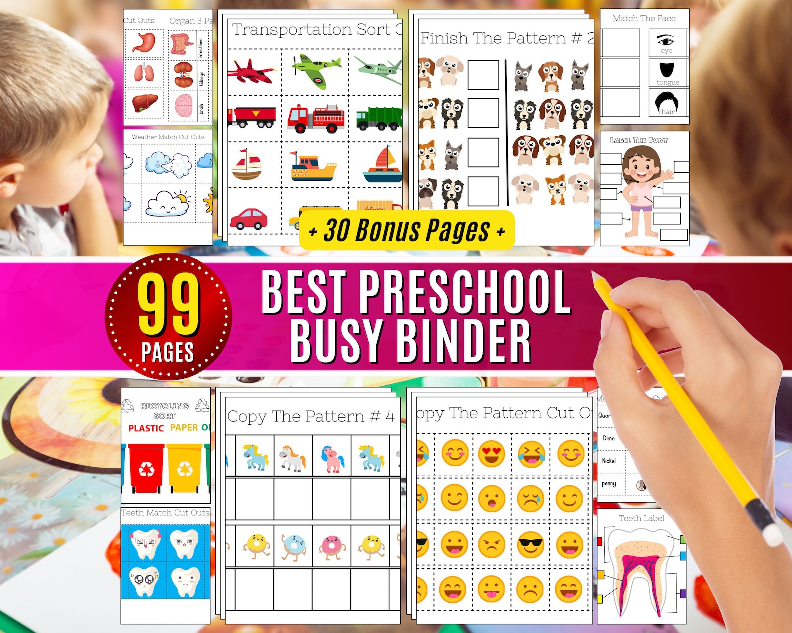 Preschool Busy Binder Worksheets Printables Educational Interactive for ...