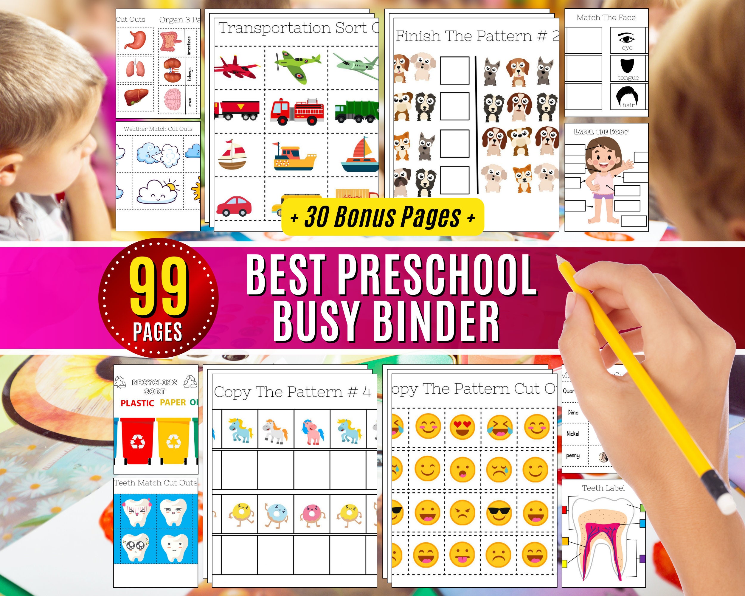 Preschool Busy Binder Worksheets Printables Educational Interactive for ...