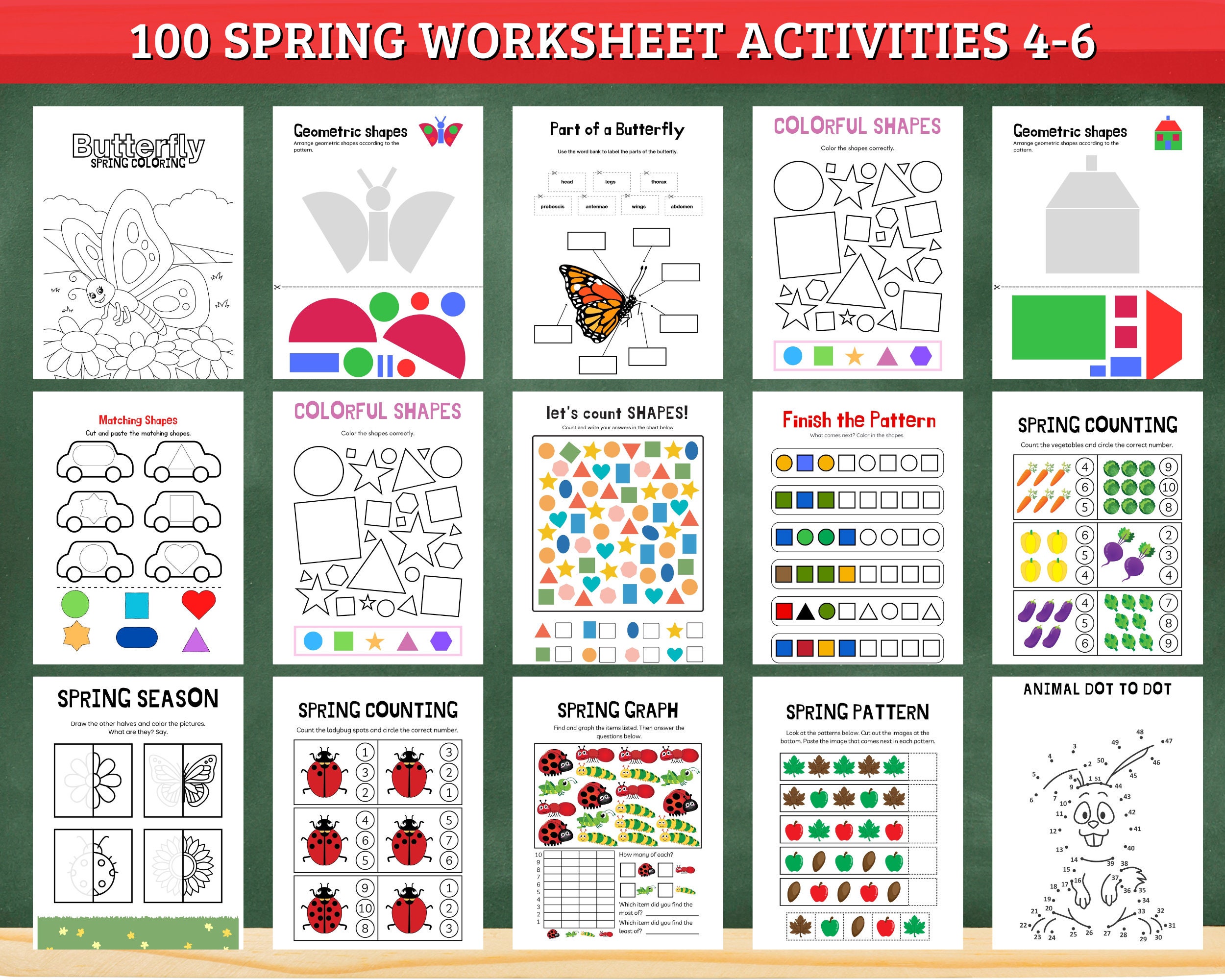 Spring Activity Book: Kids Coloring Pages, Dot-to-dots (ages 4-6 ...