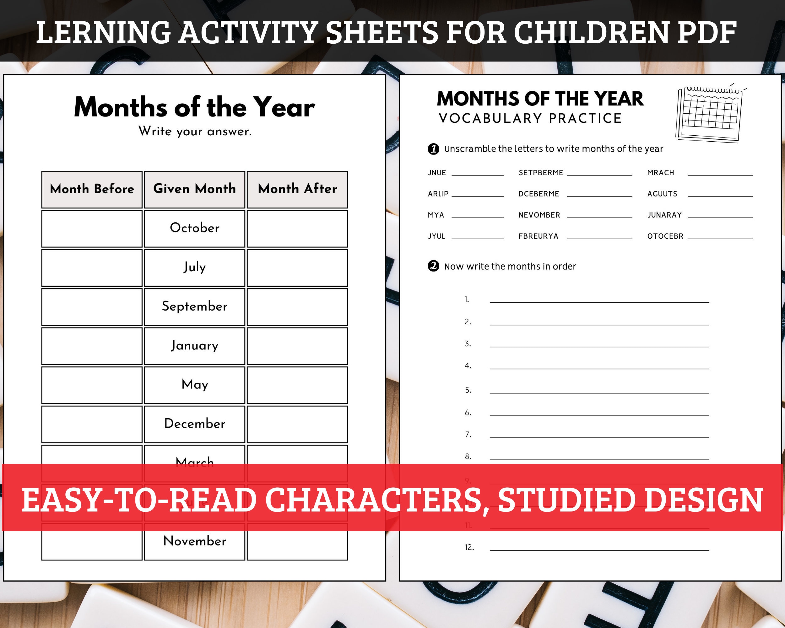 Months of the Year Worksheet, Learning Months Educational Activity ...