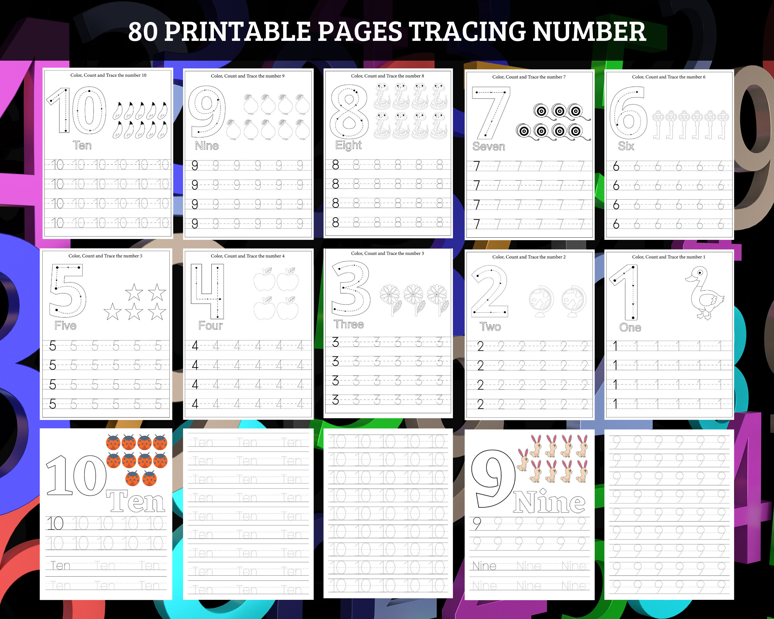 Tracing Worksheets Bundle Number Tracing Letters Activity Worksheets ...