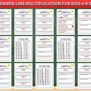 Number Line Multiplication Worksheets: Times Tables Practice (PDF) - Etsy