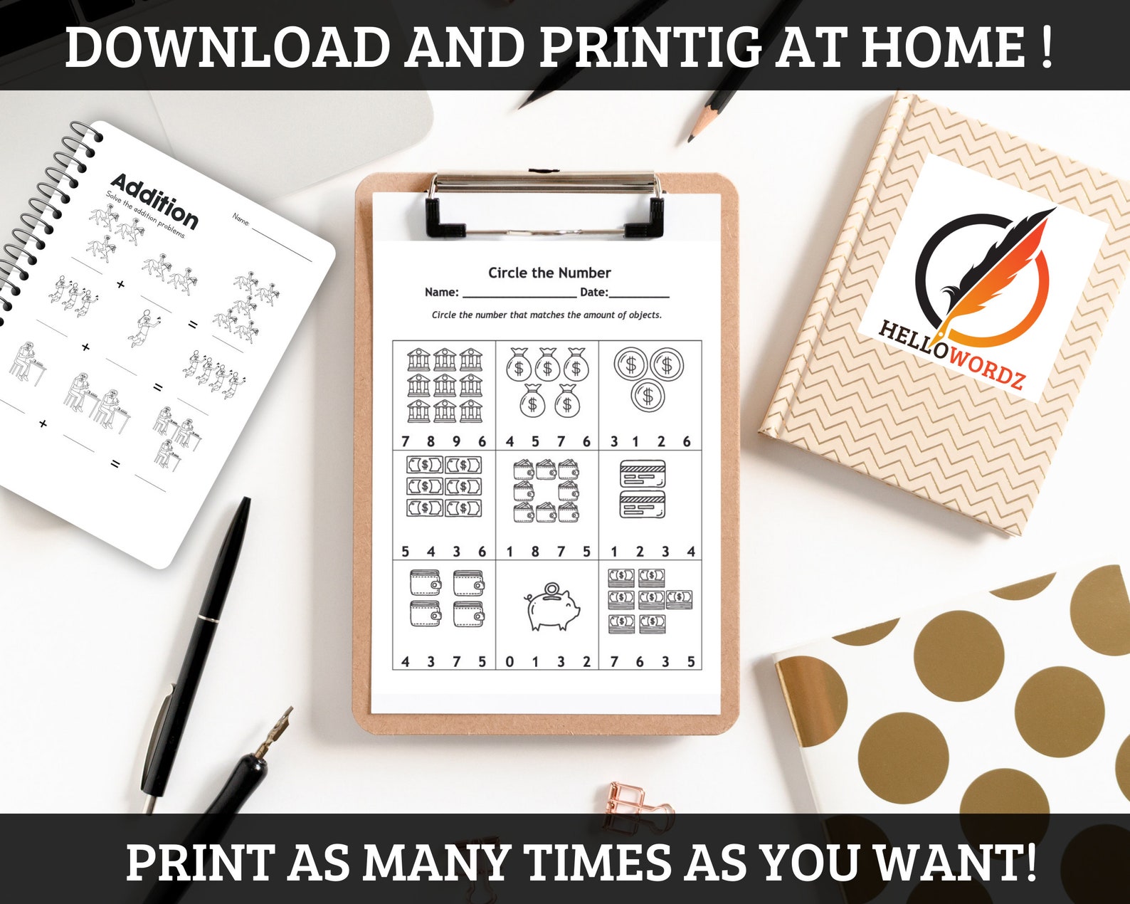 Kindergarten Addition Worksheets Counting Printable Preschool Math ...