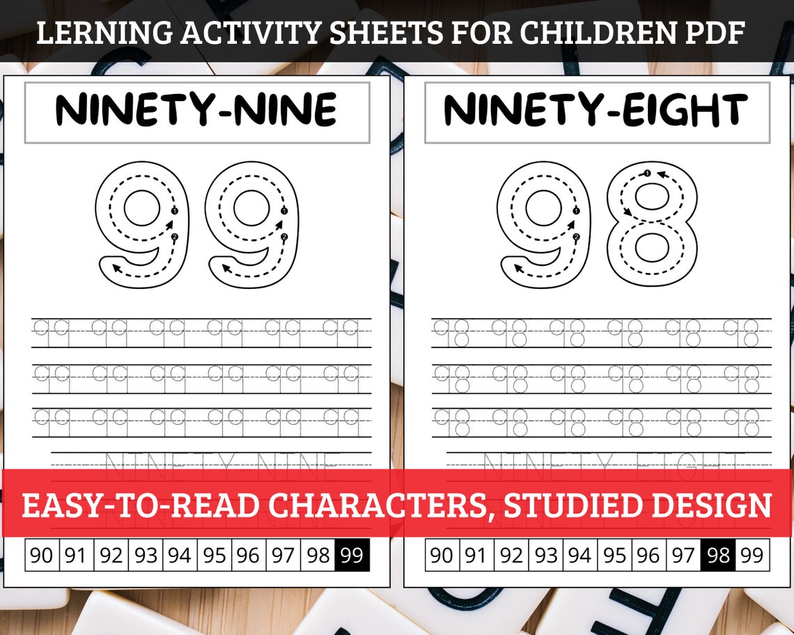 Number Tracing 1 to 100 Worksheet, Number Word Tracing PDF Preschool ...