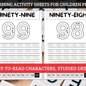 Number Tracing 1 to 100 Worksheet, Number Word Tracing PDF Preschool ...