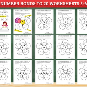 Number Bonds Worksheet Printables Addition to 20 Number Bonds 1 to 20 ...