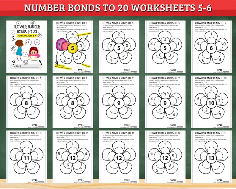 Number Bonds Worksheet Printables Addition to 20 Number Bonds 1 to 20 ...