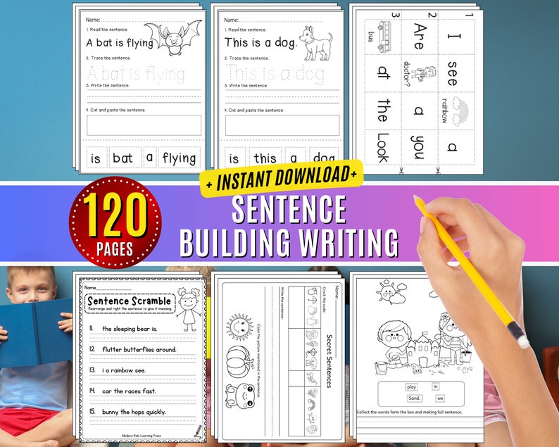 Sentence Building Worksheets: Sight Words, 1st-3rd Grade ELA (digital ...