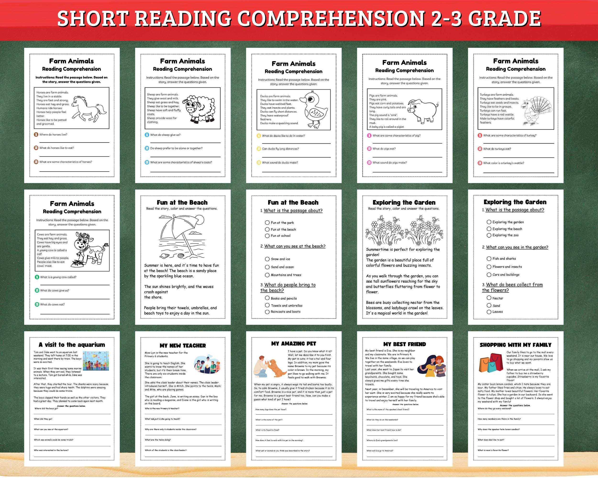 Reading Comprehension Worksheets: 2nd-3rd Grade English Activities ...