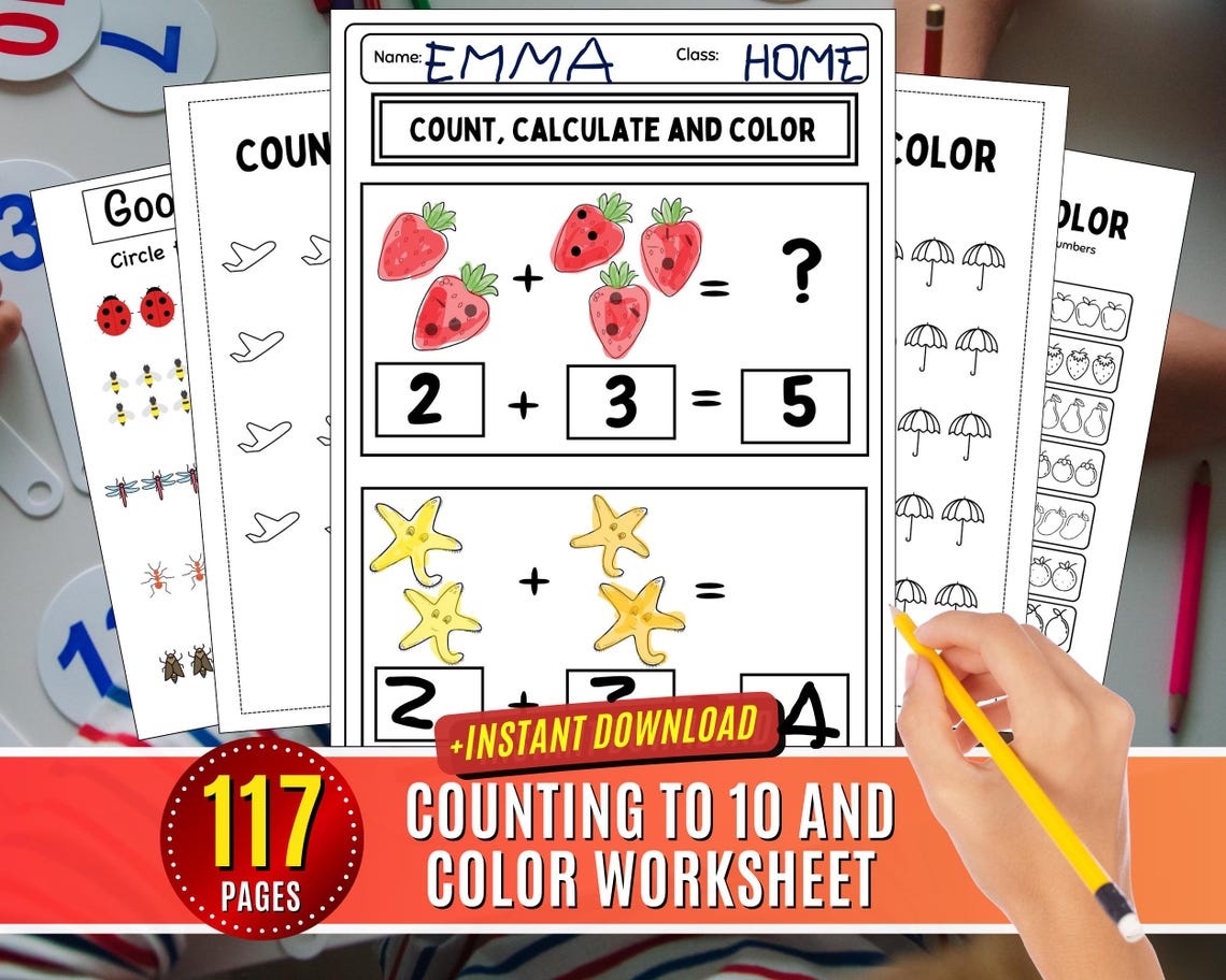 Counting to 10 Worksheets Bundle: Preschool & Kindergarten Printable ...