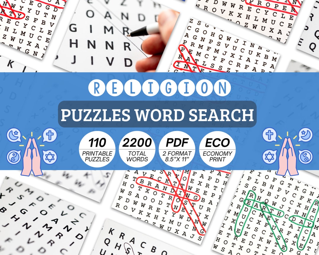 110 Word Search Bible Religion Word Find Puzzle Game - Etsy