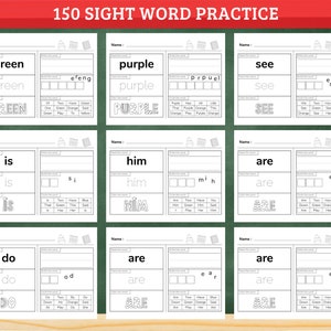 100 Sight Words Practice Preschool Worksheets High Frequency Fry Sight ...