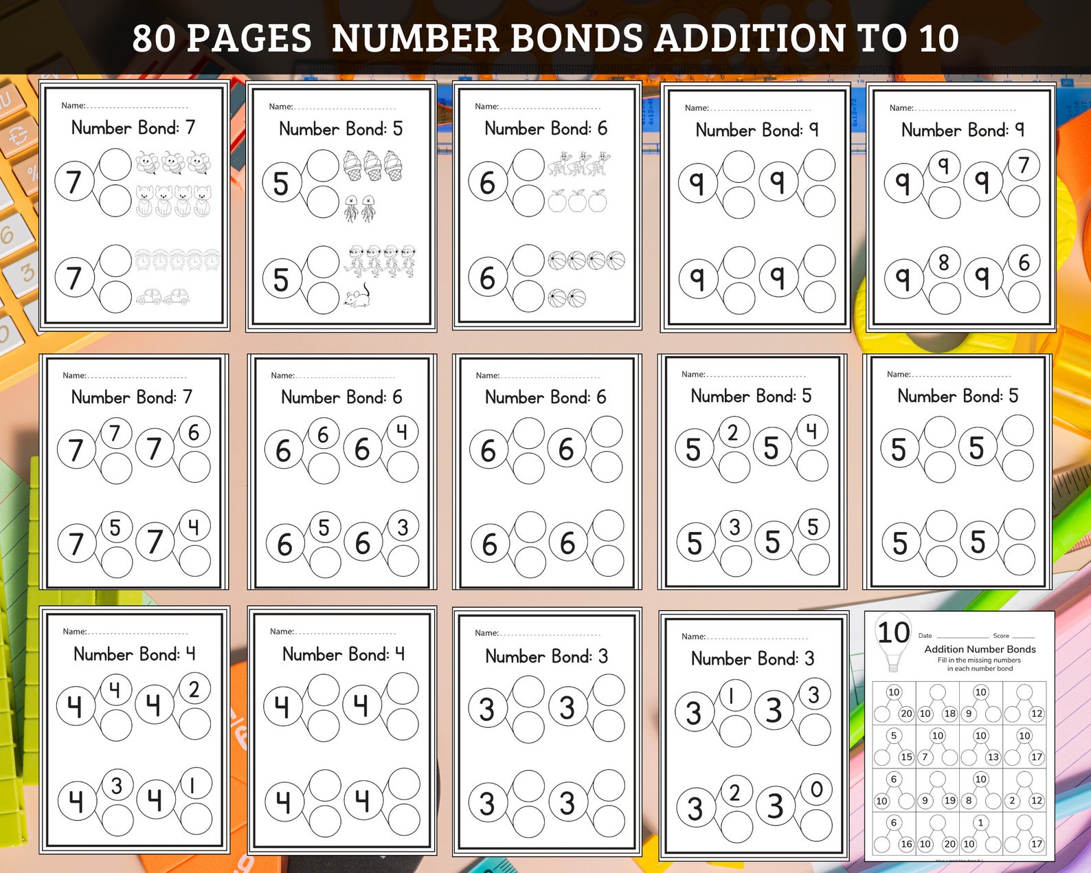 Ten Frame Printable Worksheet 10 Frame Number Bonds Counting to 20 Set ...
