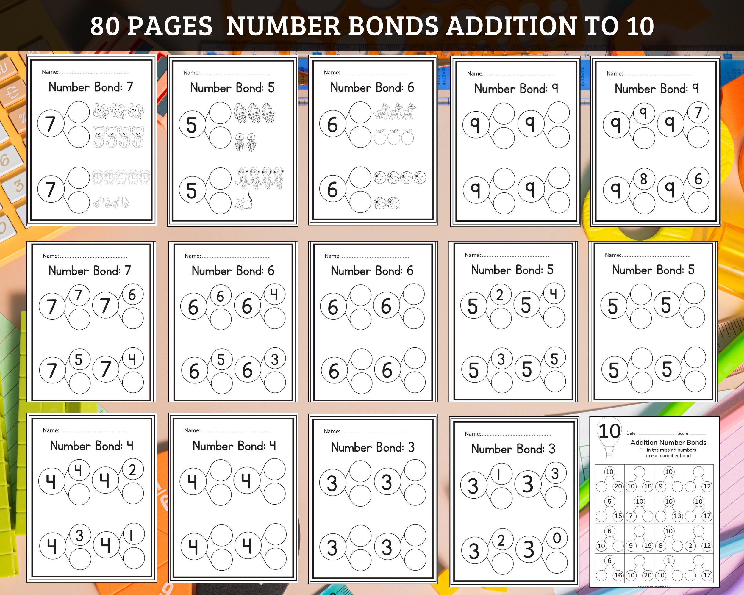 Ten Frame Printable Worksheet 10 Frame Number Bonds Counting to 20 Set ...