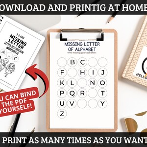 Missing Letter Alphabet Worksheets for Kids, Fill the Missing Letter ...